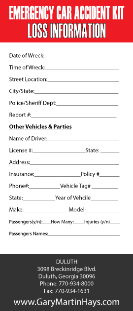 Emergency Car Accident Kit Checklist | Law Offices of Gary Martin Hays ...
